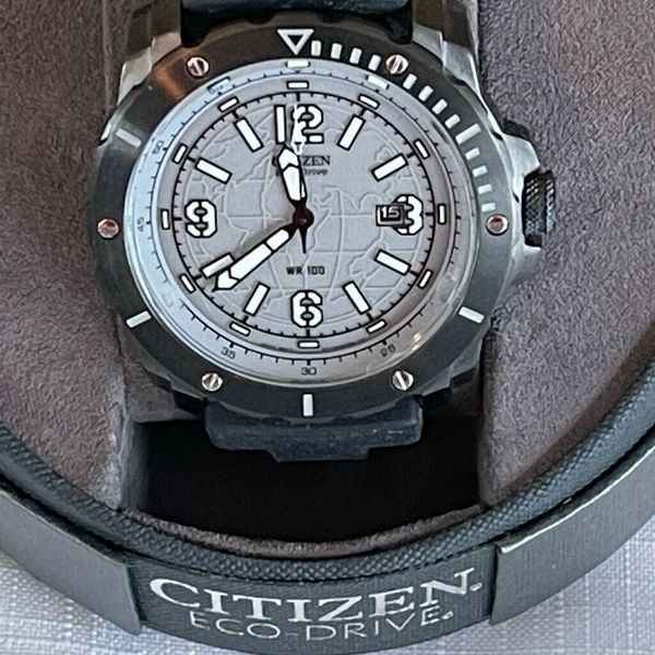 Citizen Eco Drive Mens Watch E111 S089107 Date WR Rubber/Canvas Band ...