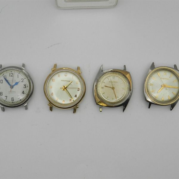 4 Bulova Accutron Watches Railroad x1,14K Gold Deco x2 & 10k Gold Fill ...