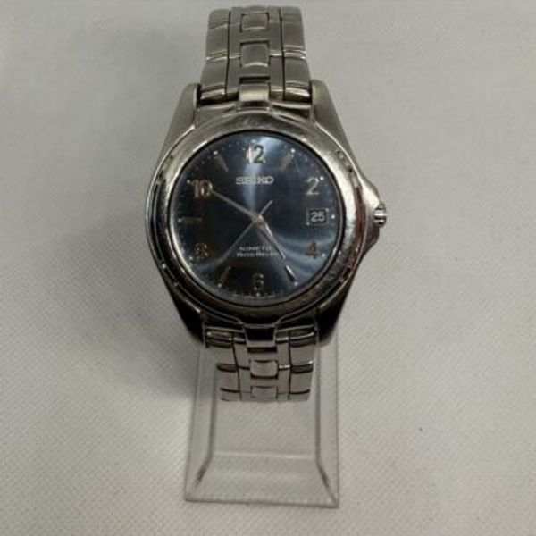 Men's Seiko 5J22-0B69 Auto Relay KINETIC Silver Tone Date Watch | WatchCharts Marketplace