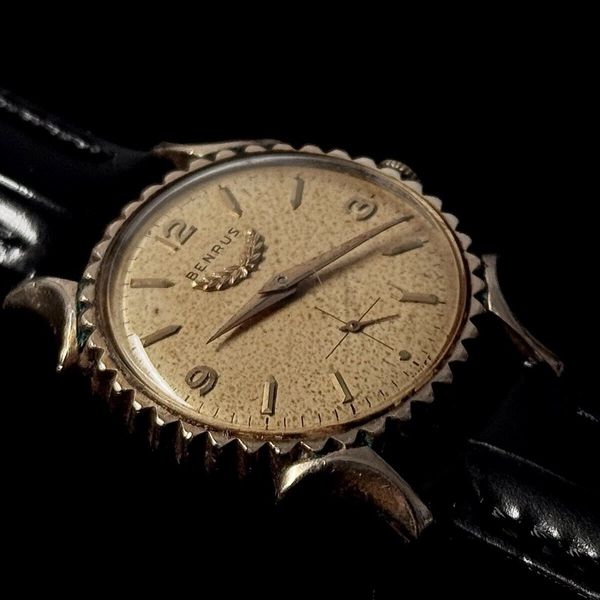 Vintage Benrus 10k Gold Filled Watch 32mm Rare Unique Art Deco Case ...
