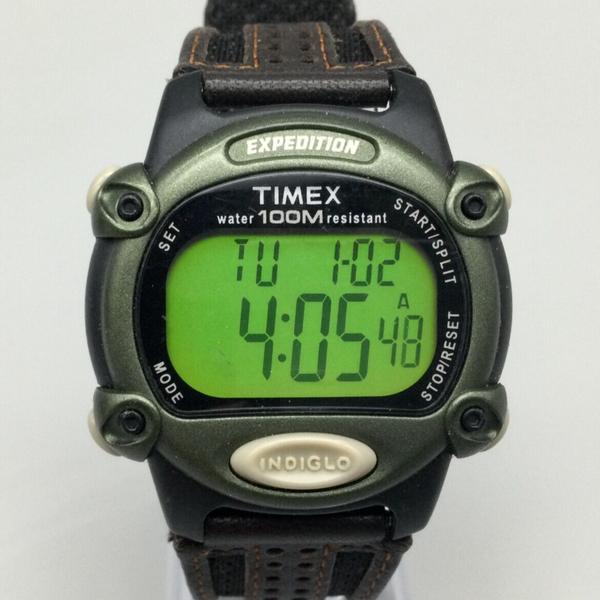 Timex Expedition Digital Watch Men 39mm Green Black Timer 100M New ...