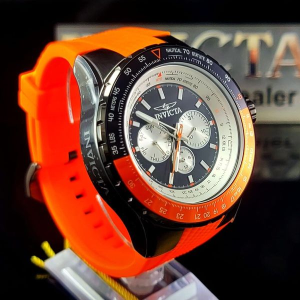 NEW Invicta Men's 50mm Aviator Stainless Steel Tachymeter BLACK DIAL ...