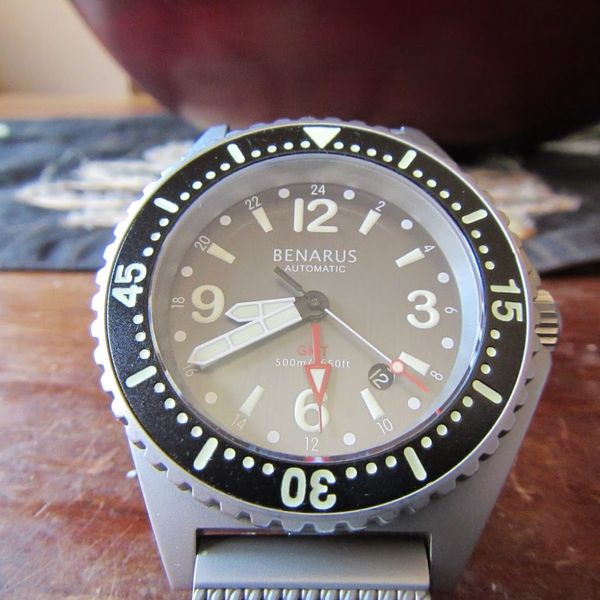 FS: Excellent Benarus World Diver Auto GMT Grey Dial Bead Blasted with ...