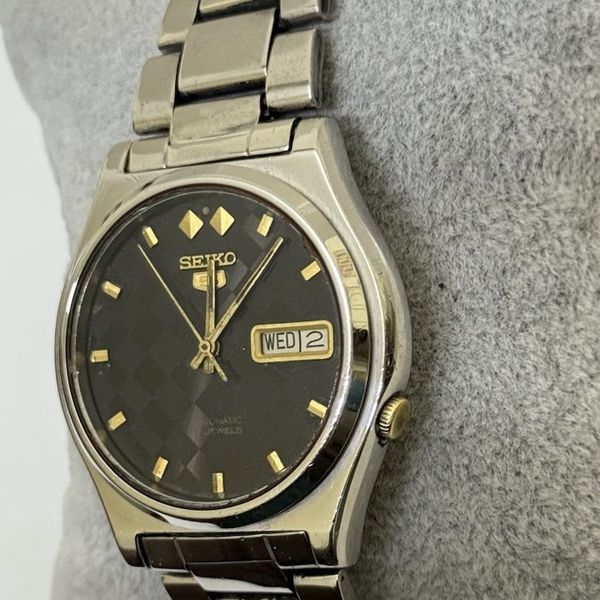 Seiko 5 Automatic 17 Jewels Black Checkered Dial Menâ s Watch Vintage ...