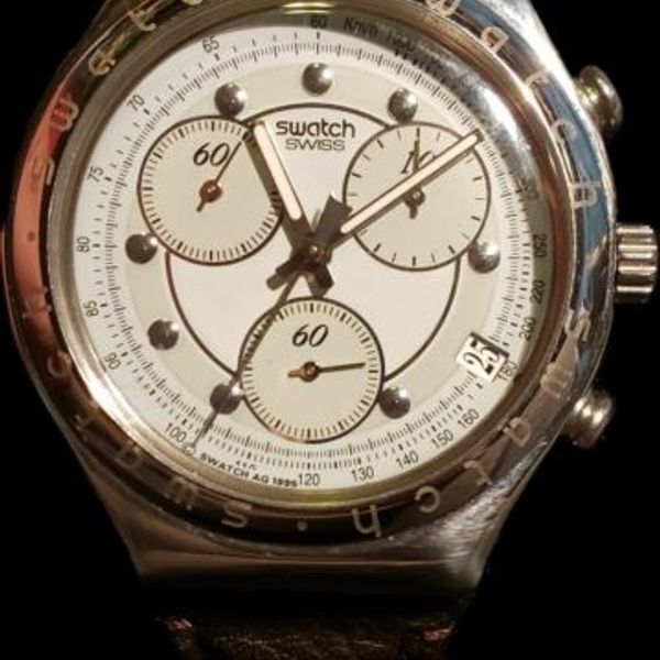 Vintage Swatch Irony AG 1995 Mens Watch New Battery Chronograph date ...