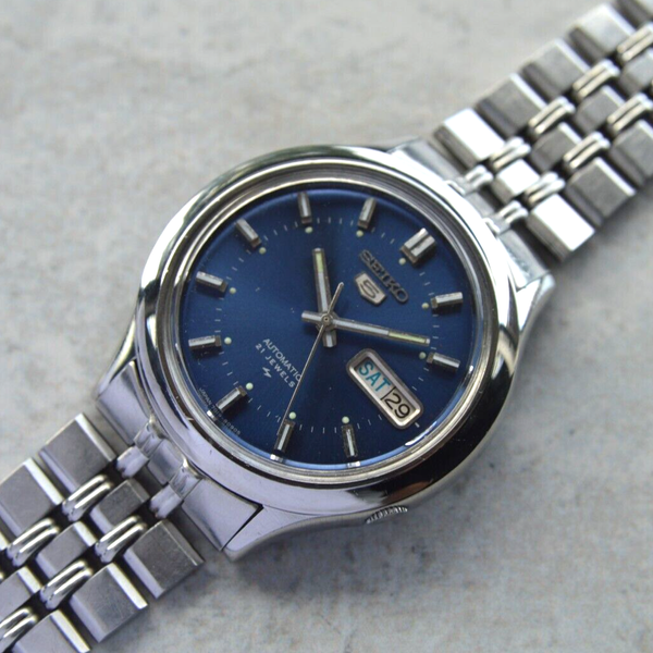 December 1974 Rare Vintage Seiko Automatic Steel Bracelet Blue Sunburst ...