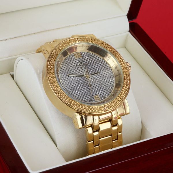 Gold Finish Men's Real Genuine Diamond Metal Band Jojo Diamond Maxx ...