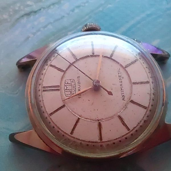 UMF Ruhla 15 Jewels Watch GDR Ostalgie Gold-Plated and Stainless Steel ...