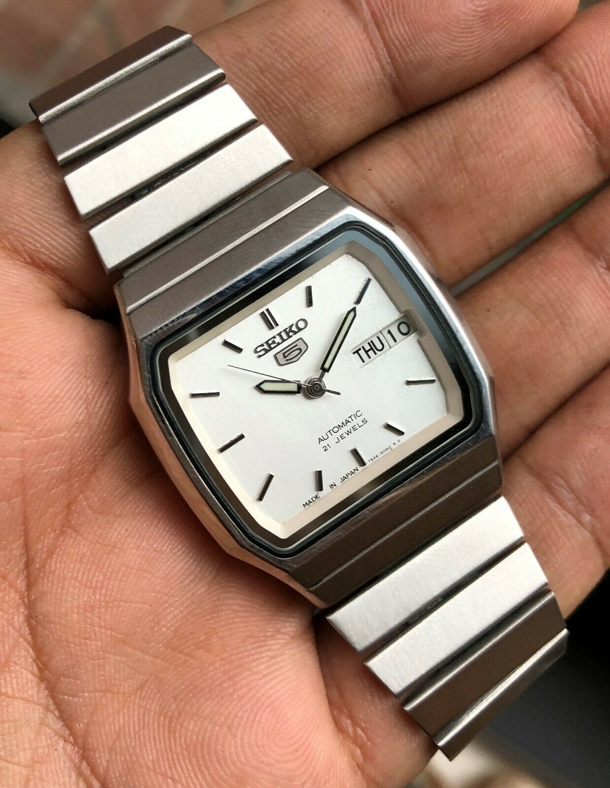 Seiko 5 SKXK95 TV Railway time Sunburst WHITE dial Vintage 7S26 Automatic JDM | WatchCharts ...