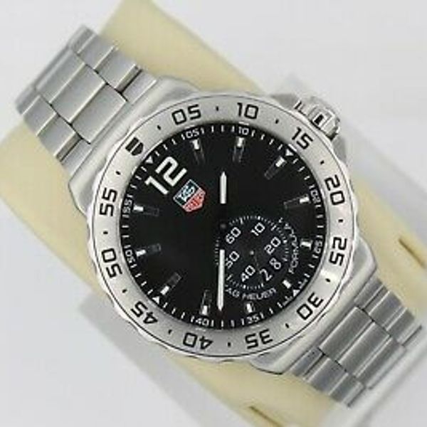 Tag Heuer WAU1112.BA0858 Black Silver Formula 1 Watch Mens SS Grande ...