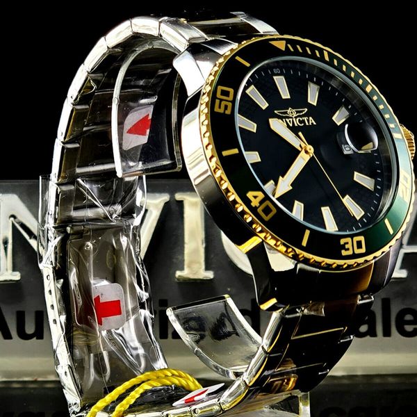 Invicta Chronograph Pro Diver Quartz Green Dial Two Tone Men's Watch ...