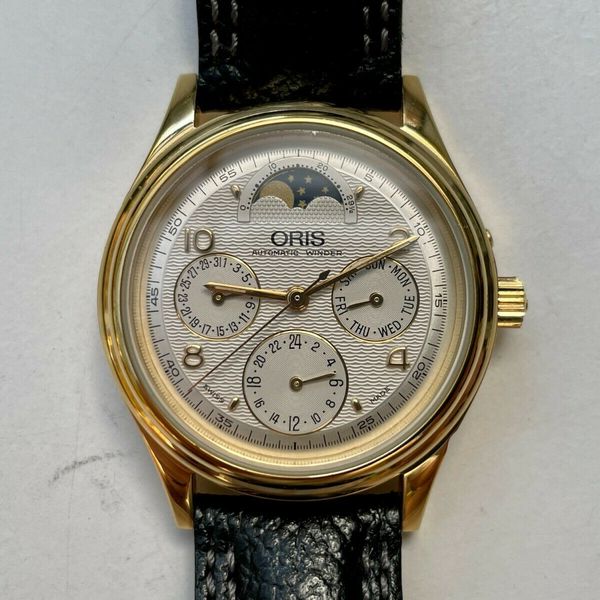 ORIS 7433 Moon phase Triple calendar Silver Dial Automatic Men's Watch ...