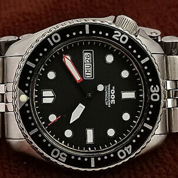 VINTAGE SEIKO STUNNING BLACK 300M MOD DIVER 6309-7290 AUTOMATIC MEN ...