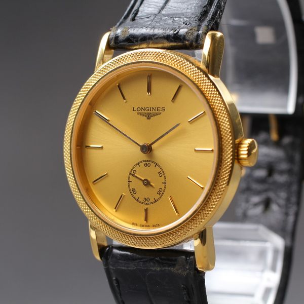 *N MINT* Vintage LONGINES Cal.520 Manual Winding Small Second Gold Mens ...