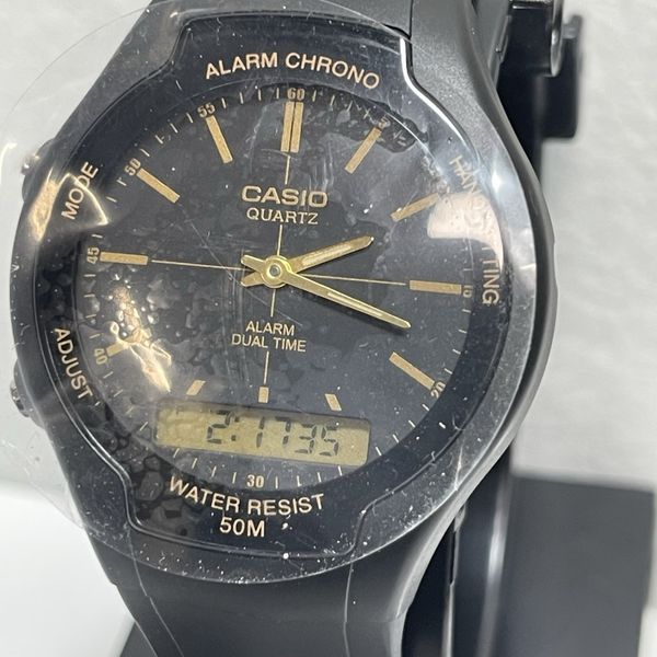 Casio AW-90H-9EVDF Wristwatch Analog and digital Ana-digi Black gold ...