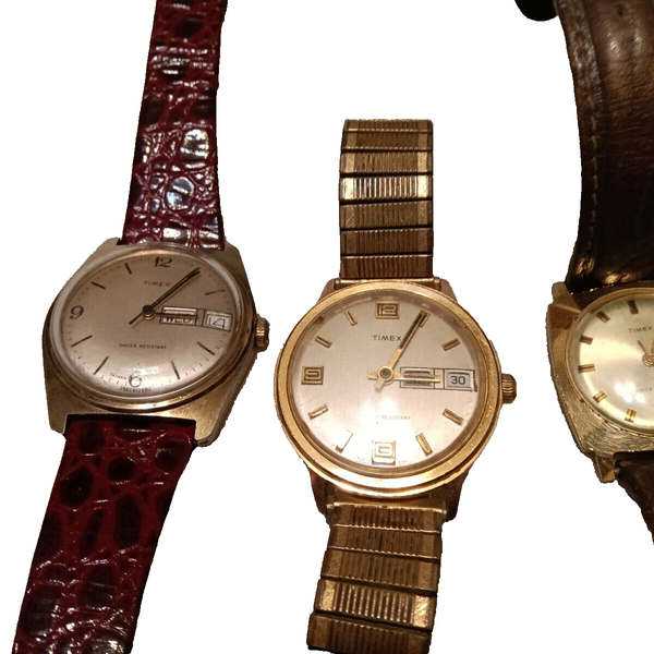Lot of 3 MEN'S; Vintage Timex Wind Up Square Watches RUNNING- 2 - DAY ...
