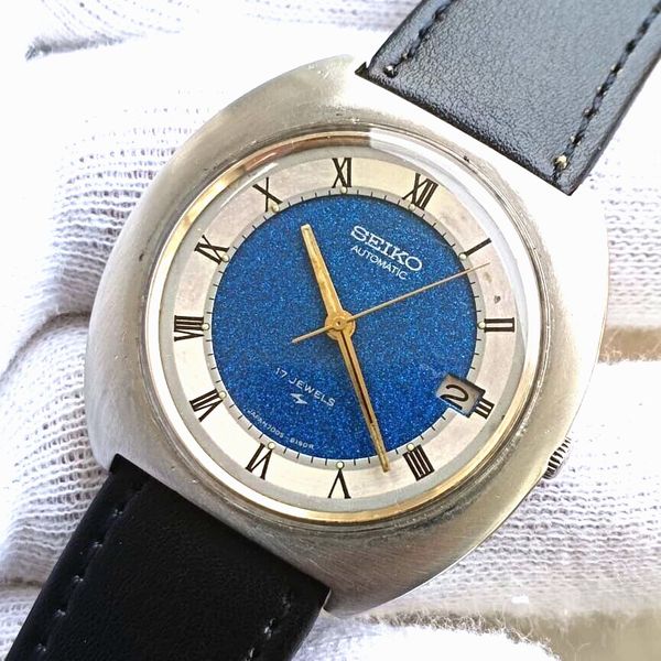 Vintage Seiko 7005-8150 Automatic 17 Jewel Blue White Roman UFO Japan Men Watch | WatchCharts ...