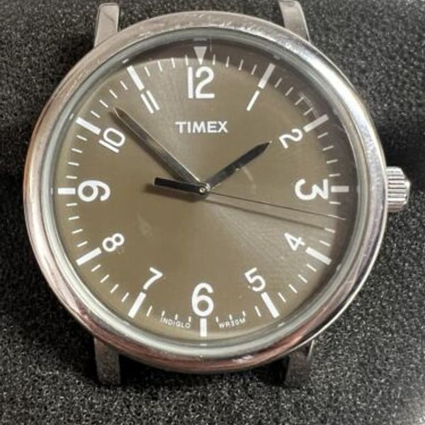 Timex 28mm Men Indiglo Stainless Brown Khaki Dial Watch Face Only Works ...