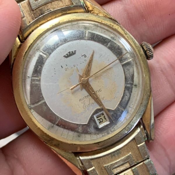 Vintage Swiss Fortis Eden Roc automatic watch, steel-gold, date, runs ...