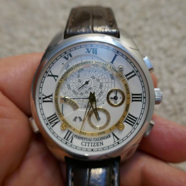 For Sale: CITIZEN CAMPANOLA SS White/Gold dial Perpetual Calendar Model ...