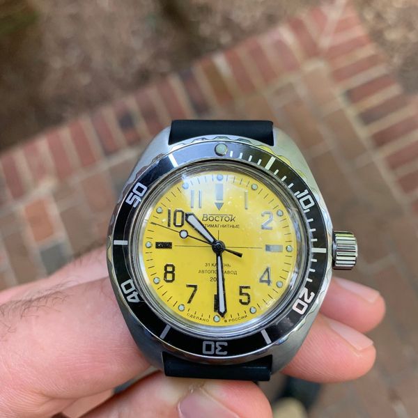NIB Vostok Amphibian SE 020B36 Yellow Dial | WatchCharts Marketplace