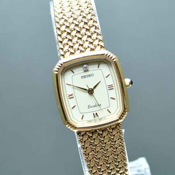 [NEAR MINT] Seiko Exceline 7321-6600 Gold Diamond Quartz Ladies Watch ...