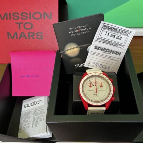 Swatch x Omega Mission To The Mars MoonSwatch in Red & White ...
