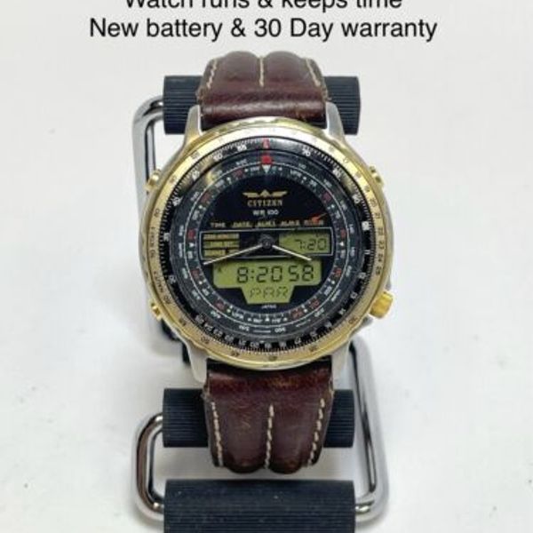 Citizen Wingman C080-088611 Analog Digital Pilot Watch New Battery ...