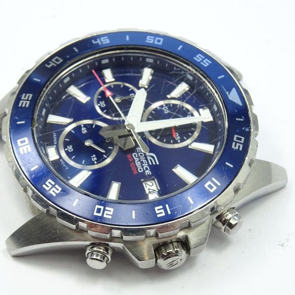 CASIO EDIFICE Men's Blue Dial Chronograph Wristwatch Head WORKING ...