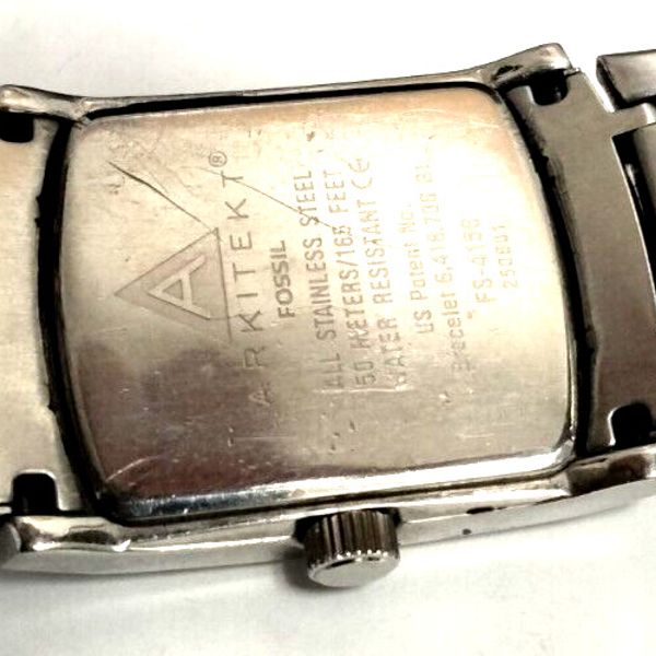 fossil Arkitekt black dial FS 4156 Crystal accent rectangle watch mens ...