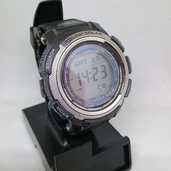 Casio Pathfinder Digital Watch 3172 PAW-2000 Solar World Time Triple ...