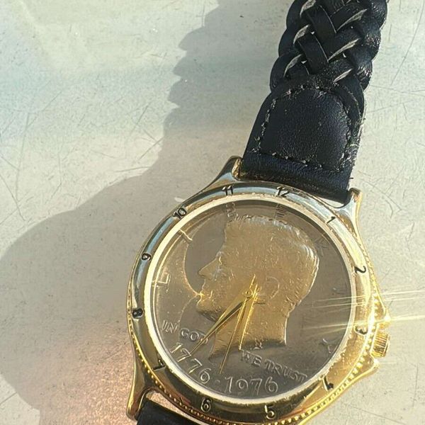 1976 GRUEN Kennedy Half Dollar Bicentennial Wrist Watch (new strap ...