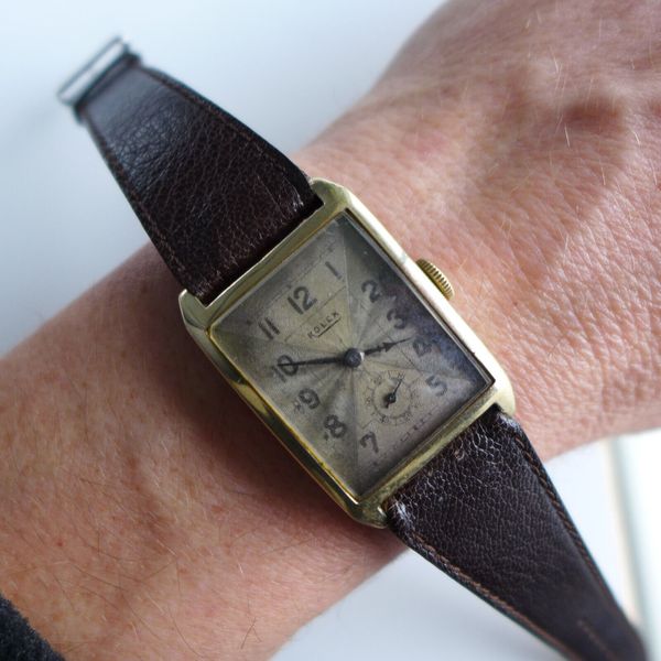 Vintage 1920s ROLEX MARCONI RECTANGULAR TANK WATCH IN 9K GOLD ...