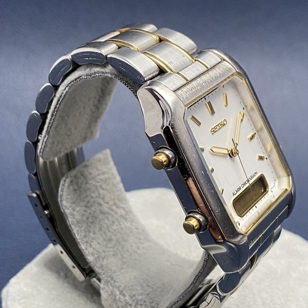 Vintage Seiko V072-5059 Gold/Silver Tone Analog Digital Chrono Watch - Works | WatchCharts ...
