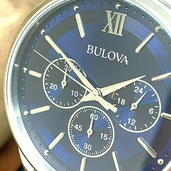 Bulova Men's Watch 96A262 Quartz Chronograph Blue Dial Silver Stainless ...