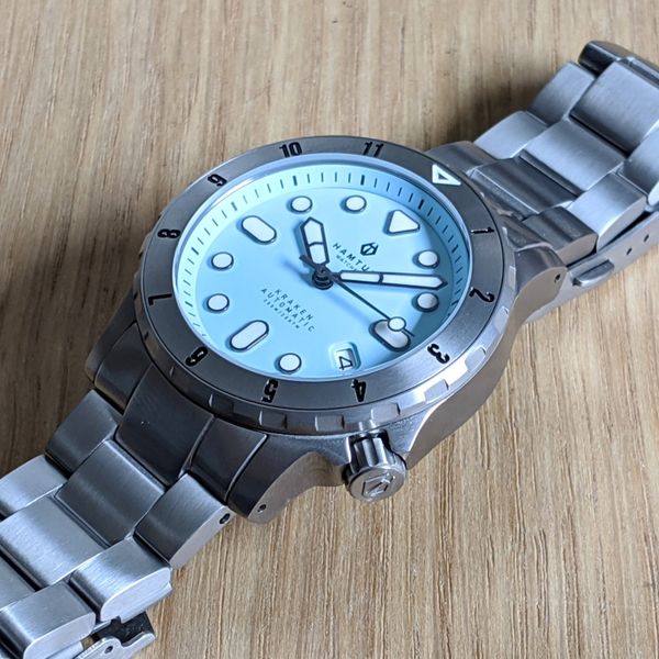 Hamtun H2 Kraken Titanium diver. light blue w/ 12Hr bezel | WatchCharts ...