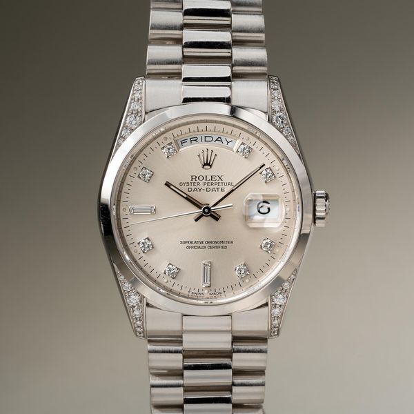 FS: 1994 Rolex Diamond and Platinum Day-Date 18296 Silver Diamond Dial ...