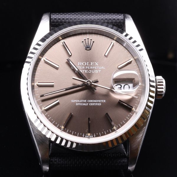 C.1991 Rolex Datejust Steel Men's Tropical Stick Dial Watch Ref 16220 ...