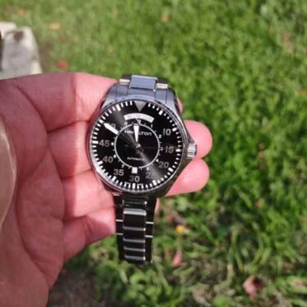 Hamilton 'Cooper' Khaki Aviation Pilot Day Date Auto | WatchCharts ...