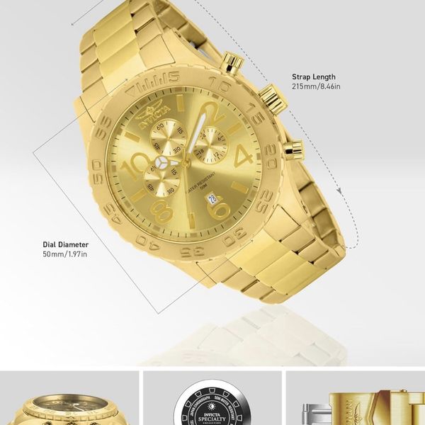Invicta Gold-Tone Chronograph Menâ s Watch | Quartz Movement | Great ...