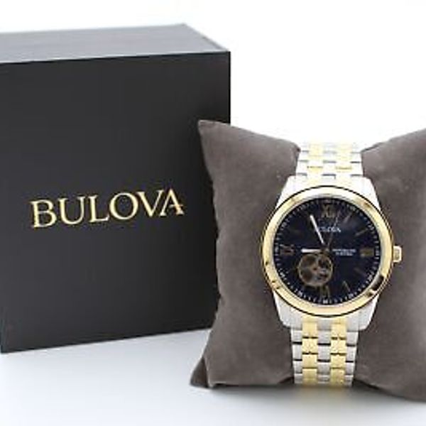 Bulova 98A263 Men's Classic Diamond Gold Two-Tone Blue Dial Automatic ...