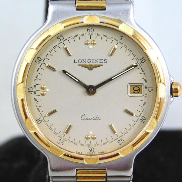 LONGINES CONQUEST L161 DATE MEN'S SILVER GOLD VINTAGE WATCH SWISS ...