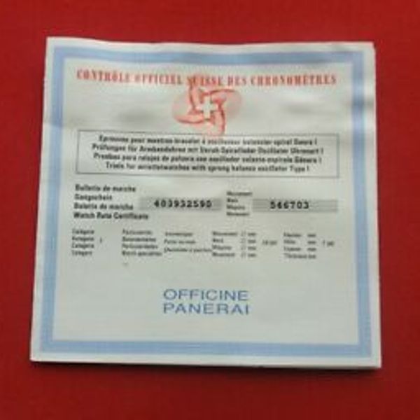 【FREE SHIPPING】 Watch Panerai chronometer testing certificate 2008 ...