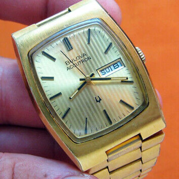 RARE 2313A ACCUTRON BULOVA GOLD PLATE TUNING FORK MAN'S WATCH ...