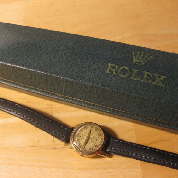 RARE ROLEX PRECISION 9CT GOLD 1950S VINTAGE LADIES WATCH WAFFLE DIAL ...