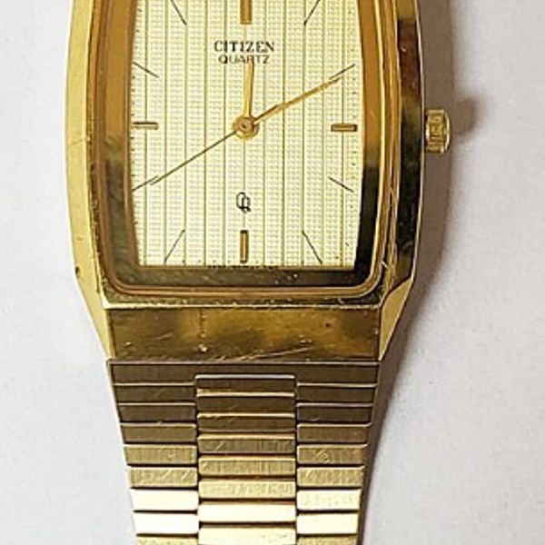 Vintage Citizen Quartz Men's Watch Rectangular Case Rigid Bracelet from ...