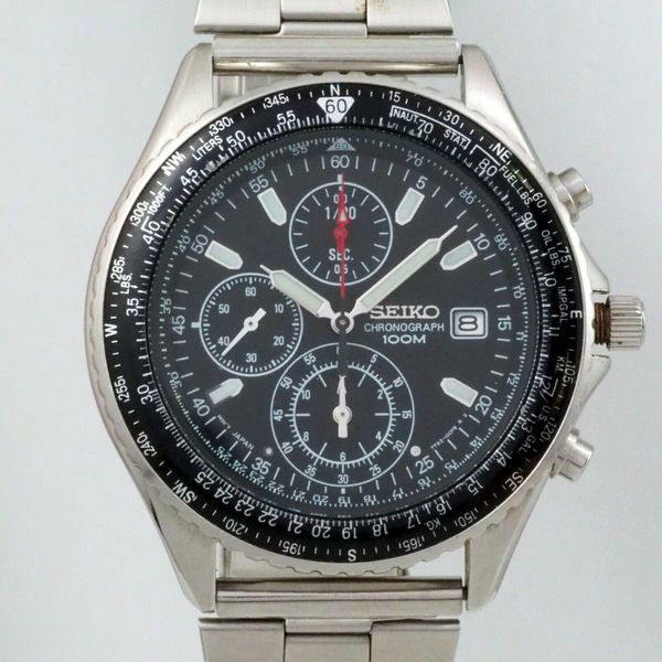 SEIKO Flightmaster Pilot QUARTZ Chronograph 7T92-0CF0 Black Dial Works | WatchCharts Marketplace
