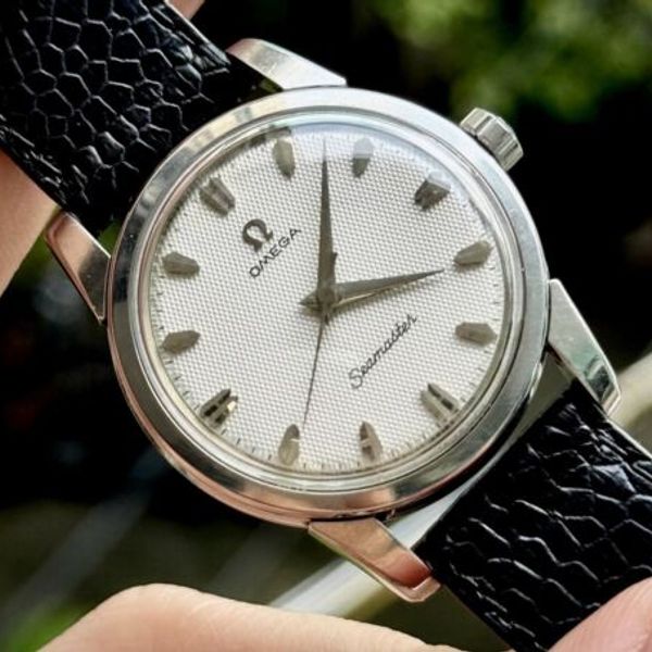 Vintage 1950s OMEGA Seamaster 2757 Honeycomb Dial SS Manual Cal.420 Men ...