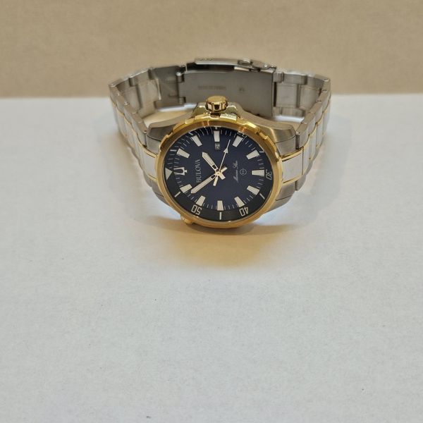 Bulova Marine Star Men's Quartz Blue Dial Calendar Two Tone Watch 43mm ...