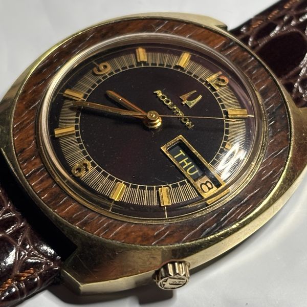 Running 1976 N6 Bulova Accutron 37mm Woody Gold Tone Tuning Fork 2182 ...